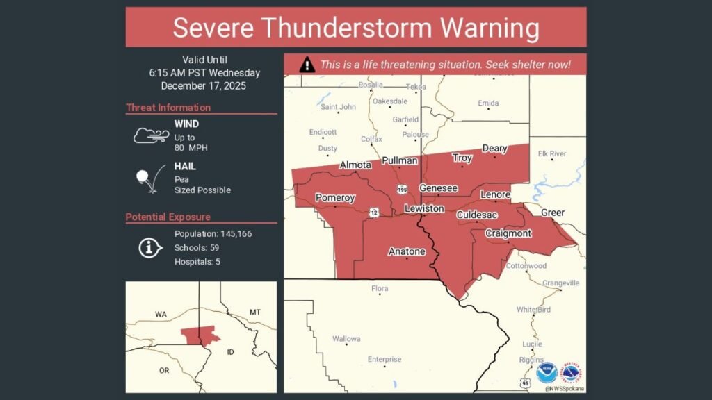Severe Thunderstorm Warning Issued for Idaho and Washington as ...