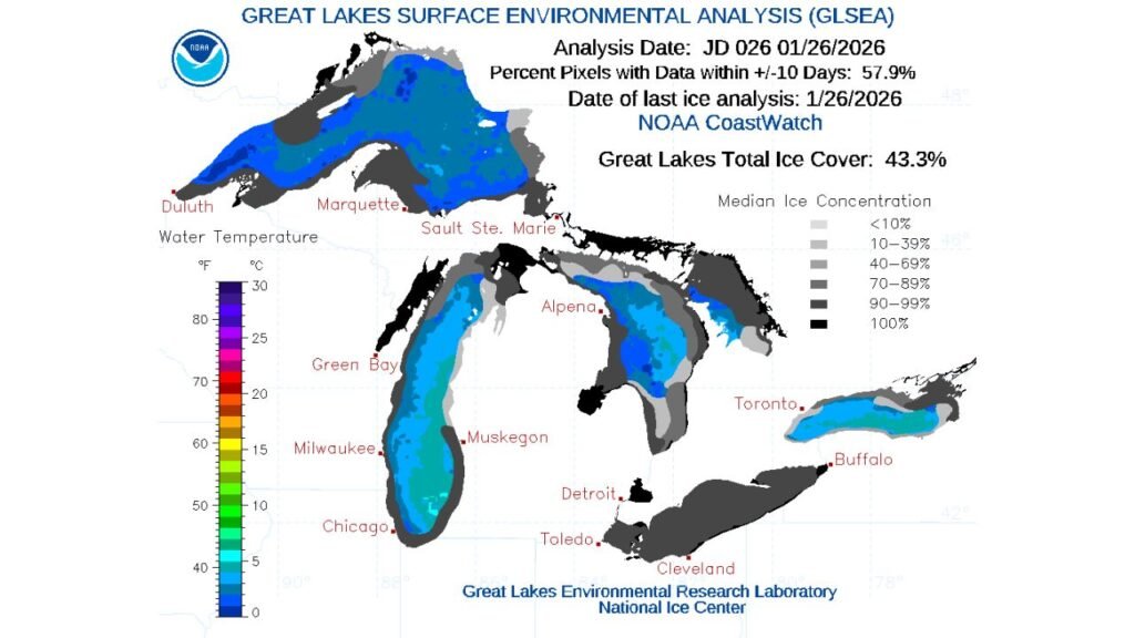Great Lakes Ice Cover Surges Past Average as Arctic Cold Tightens Grip ...