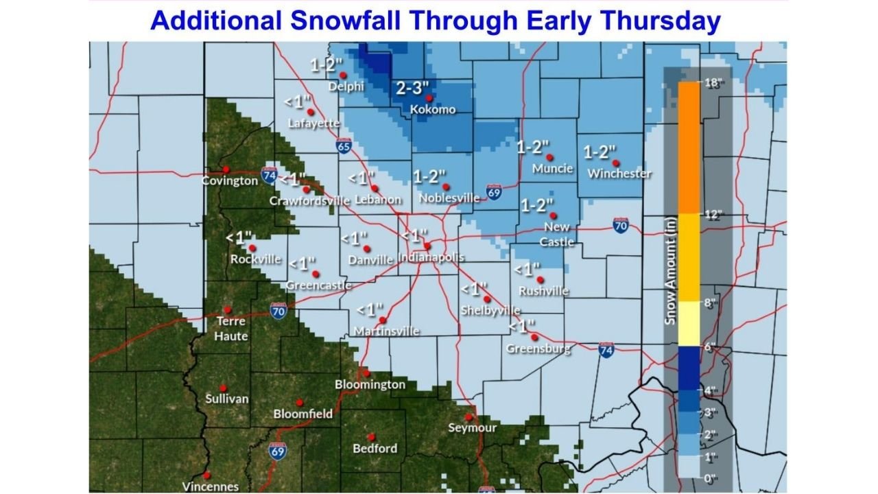 Indiana Snow Showers Target Kokomo and North-Central Counties With 1–3 ...