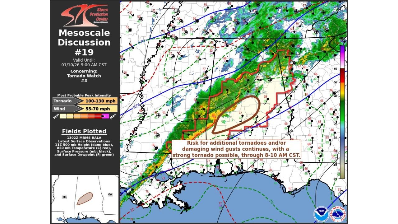 Mississippi, Alabama, and Georgia Face Morning Tornado Threat as SPC ...